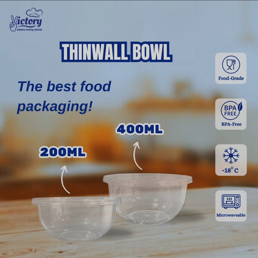 Jual Thinwall Bowl Bulat Merk Victory Ukuran 200ML 400ML | Shopee Indonesia