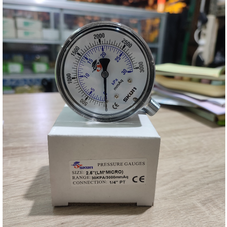Jual SKON Pressure Gauge 2,5" inch 30kpa 3000mmAq Drat 1/4 Manometer ...