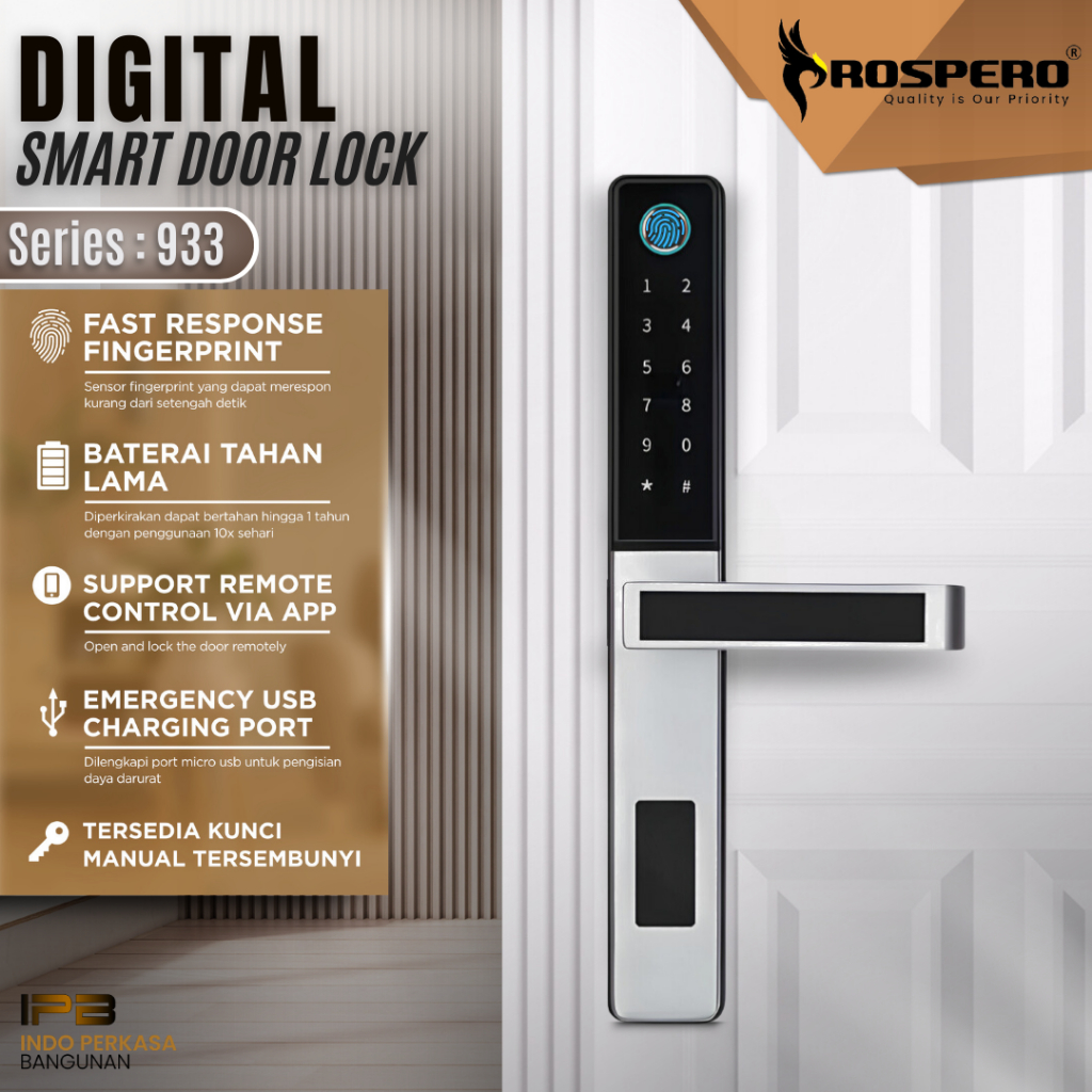 Jual PROSPERO Smart Door Lock Kunci pintu digital kunci otomatis Fingerprint Sidik jari card ...