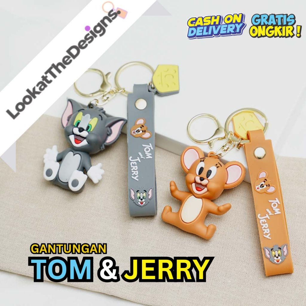 Jual Gantungan Kunci Tom Jerry Duduk Kucing Hadiah Tikus Cat Gift ...