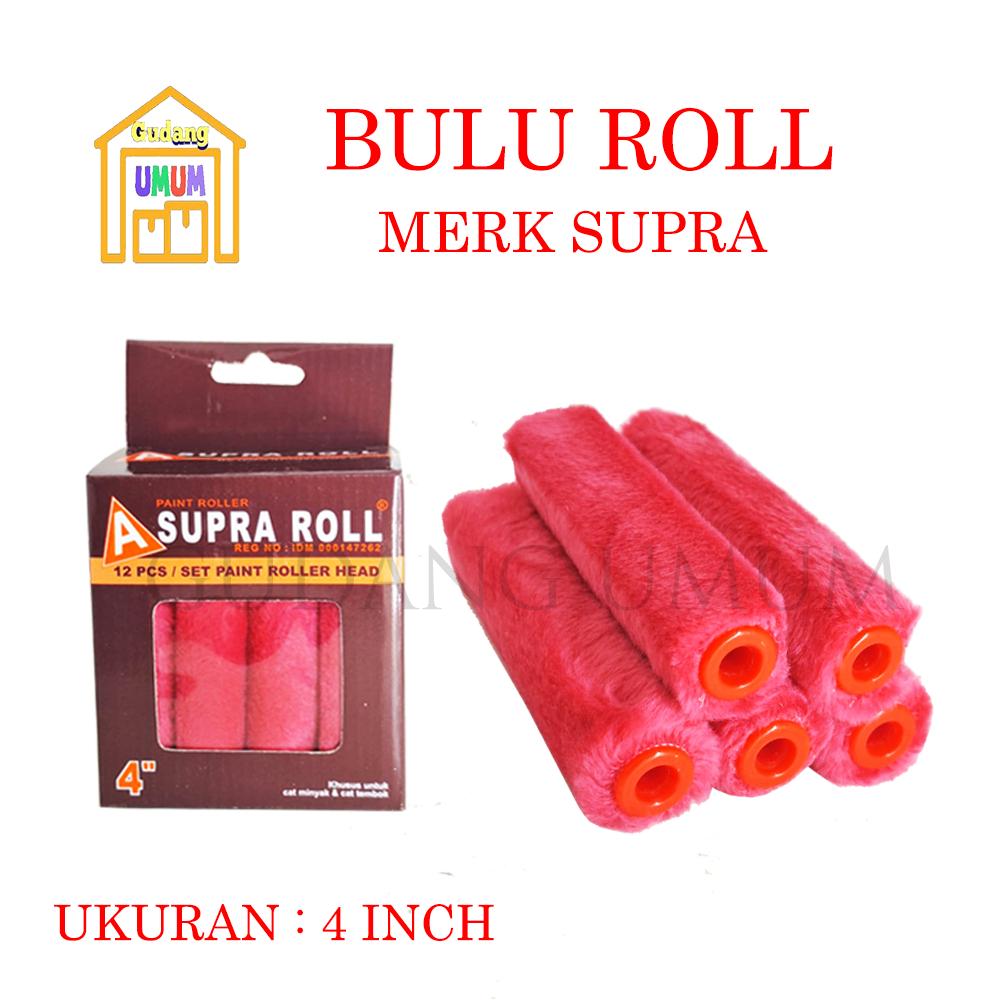 Jual Bulu Roll Merah 4" SUPRA ROLL- Set Paint Roller Head | Shopee Indonesia