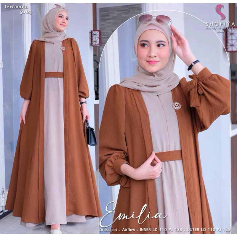 Jual EMILIA GAMIS POLOS + INNER CRINKLE AIRFLOW // GAMIS KOMBINASI ...