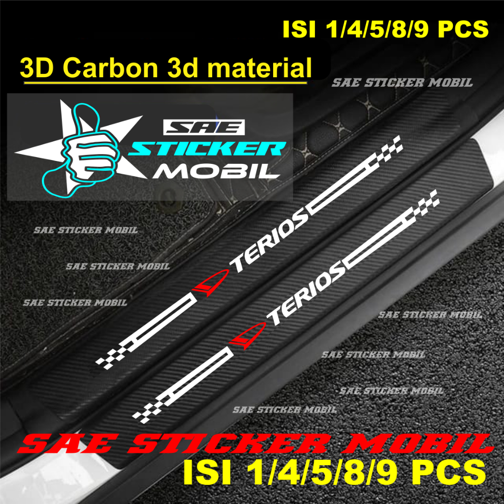 Jual 9PCS sticker carbon 3d mobil daihatsu terios stiker sill plate ...