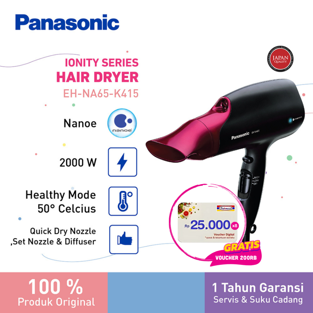 Jual Panasonic Pengering Rambut 2000W | Hair Dryer Nanoe Series EH-NA65 ...