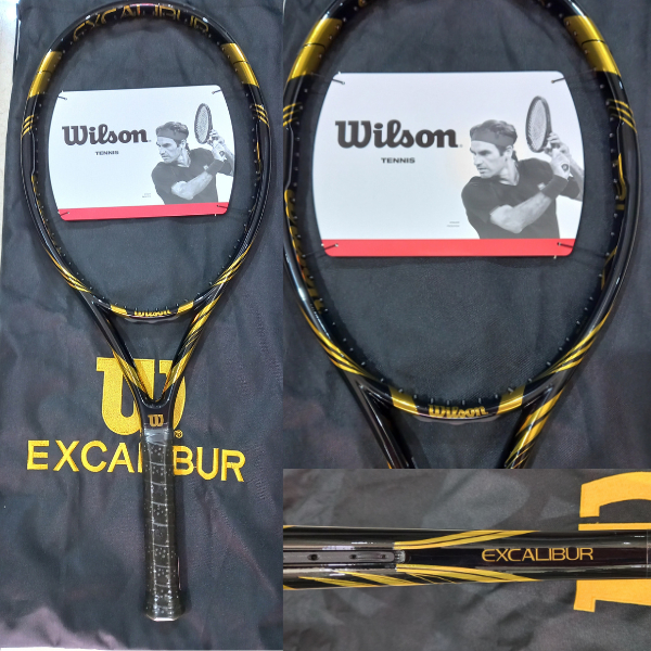 Jual Raket Tenis Wilson Excalibur 115 243 Gr Black Gold | Shopee Indonesia