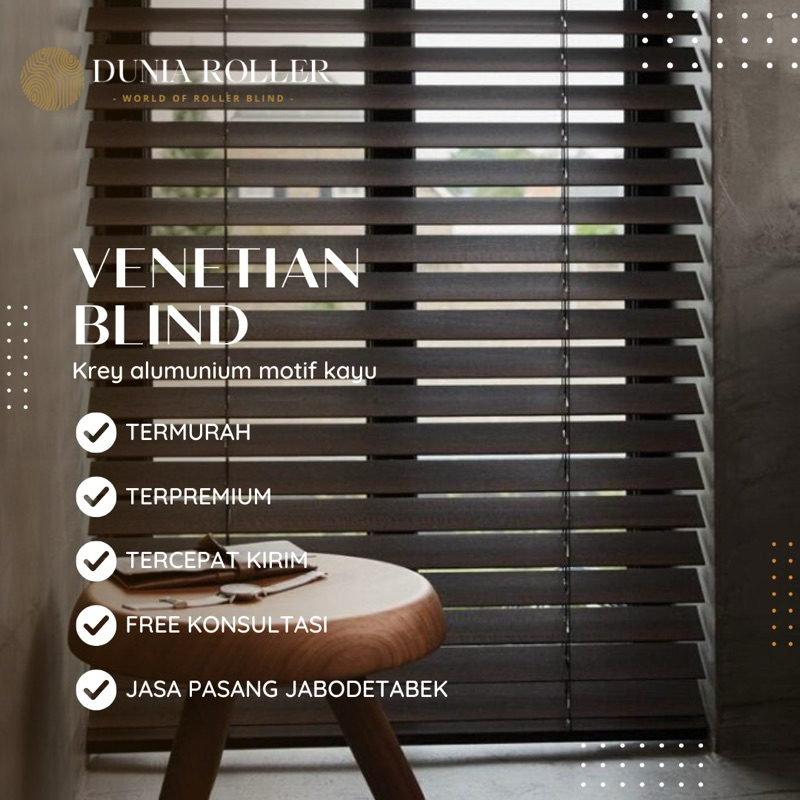 Jual Venetian Blind Krey Alumunium Indoor Motif Kayu & Perfored Merk ...