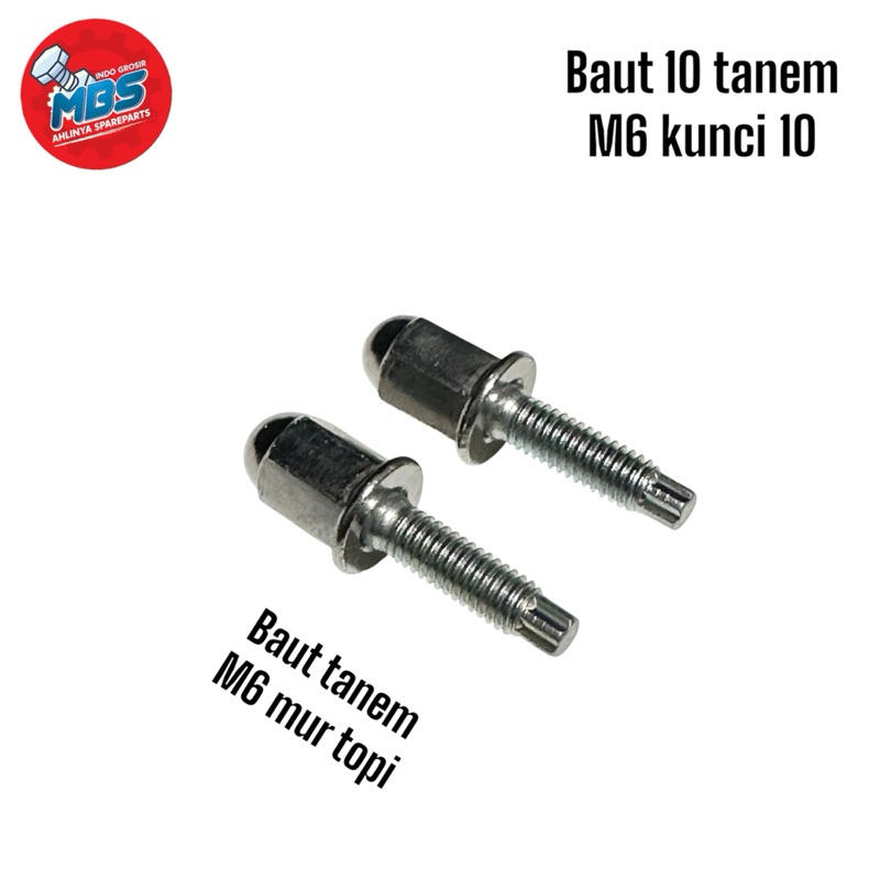 Jual Baut knalpot mur topi panjang m6 baut mur kunci 10 baut kenalpot ...