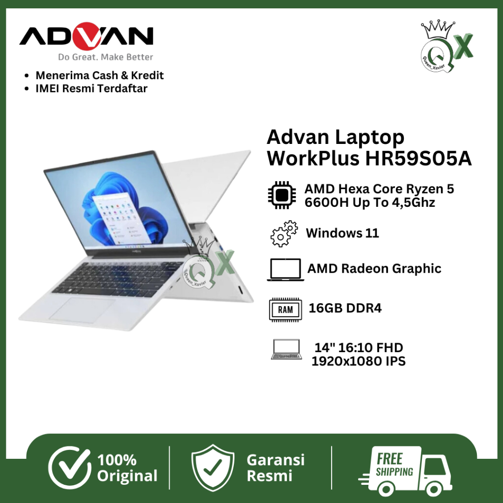 Jual ADVAN Laptop WorkPlus HR59S05A (AMD R5-6600H/ Ram 16G/512G/WIND11 ...