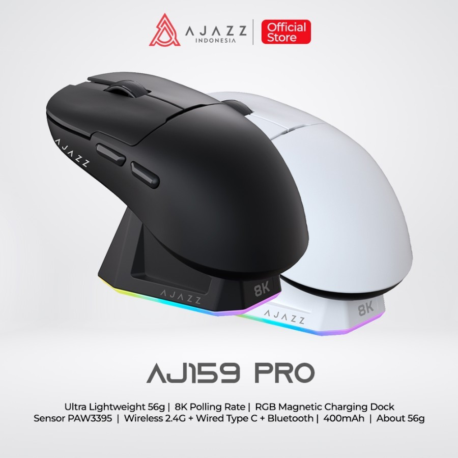 Jual Ajazz AJ159 PRO 8K Wireless Gaming Mouse Three Mode PAW3395 up to 26000 DPI Magnetic ...