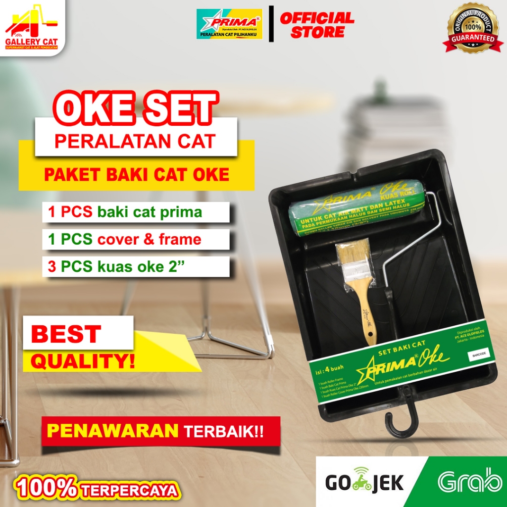 Jual PRIMA BAKI CAT SET LENGKAP 3in1 (BAK CAT + KUAS ROLL + KUAS 2inch ...