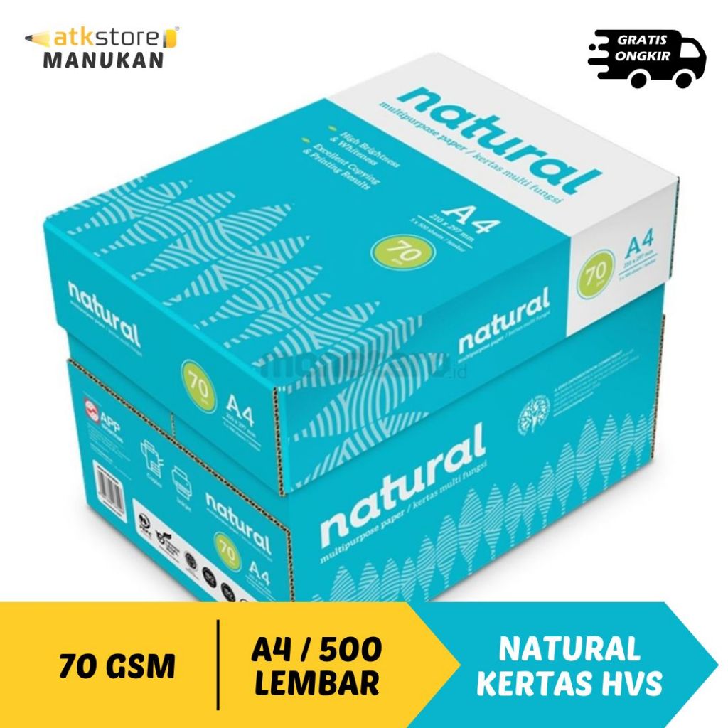 Jual KERTAS HVS NATURAL UKURAN A4 70 Gsm 1 RIM / 500 LEMBAR | KERTAS HVS / FOTOCOPY | Shopee ...