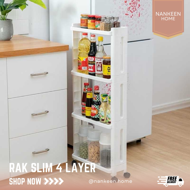 Jual nankeen shop - Rak Slim Samping Kulkas 4 Layer & 3 Layer/Rak Slim ...