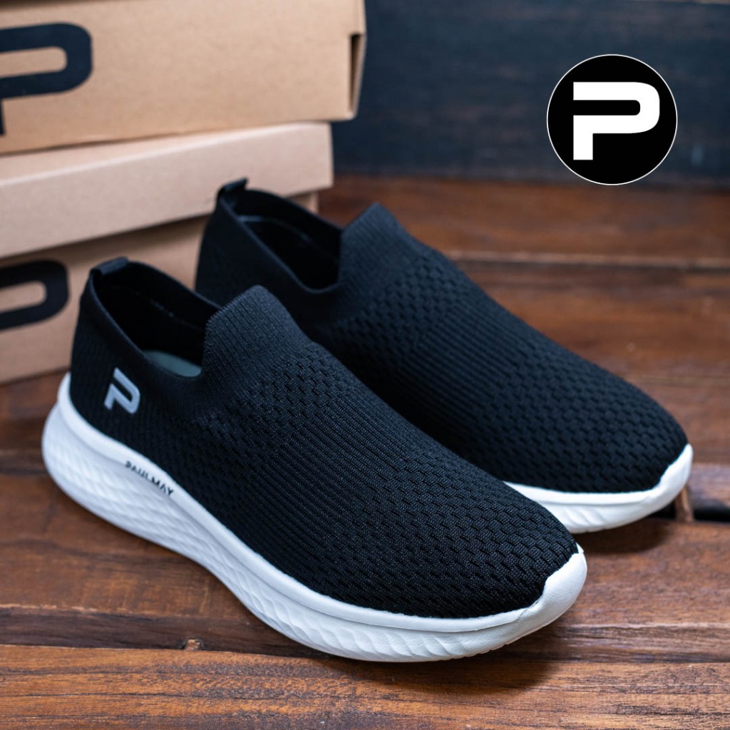 Jual PAULMAY - Sepatu Slip On Running Pria Go Walk - Black White ...