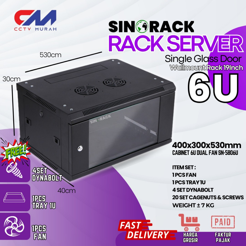 Jual Wallmount Rack Server 6U/Rak Server Ukuran 6U Single Glass Door ...