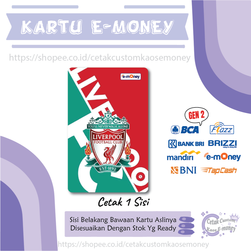 Jual KARTU EMONEY ETOLL GAMBAR LIVERPOOL LOGO BOLA CLUB EMONEY MANDIRI ...