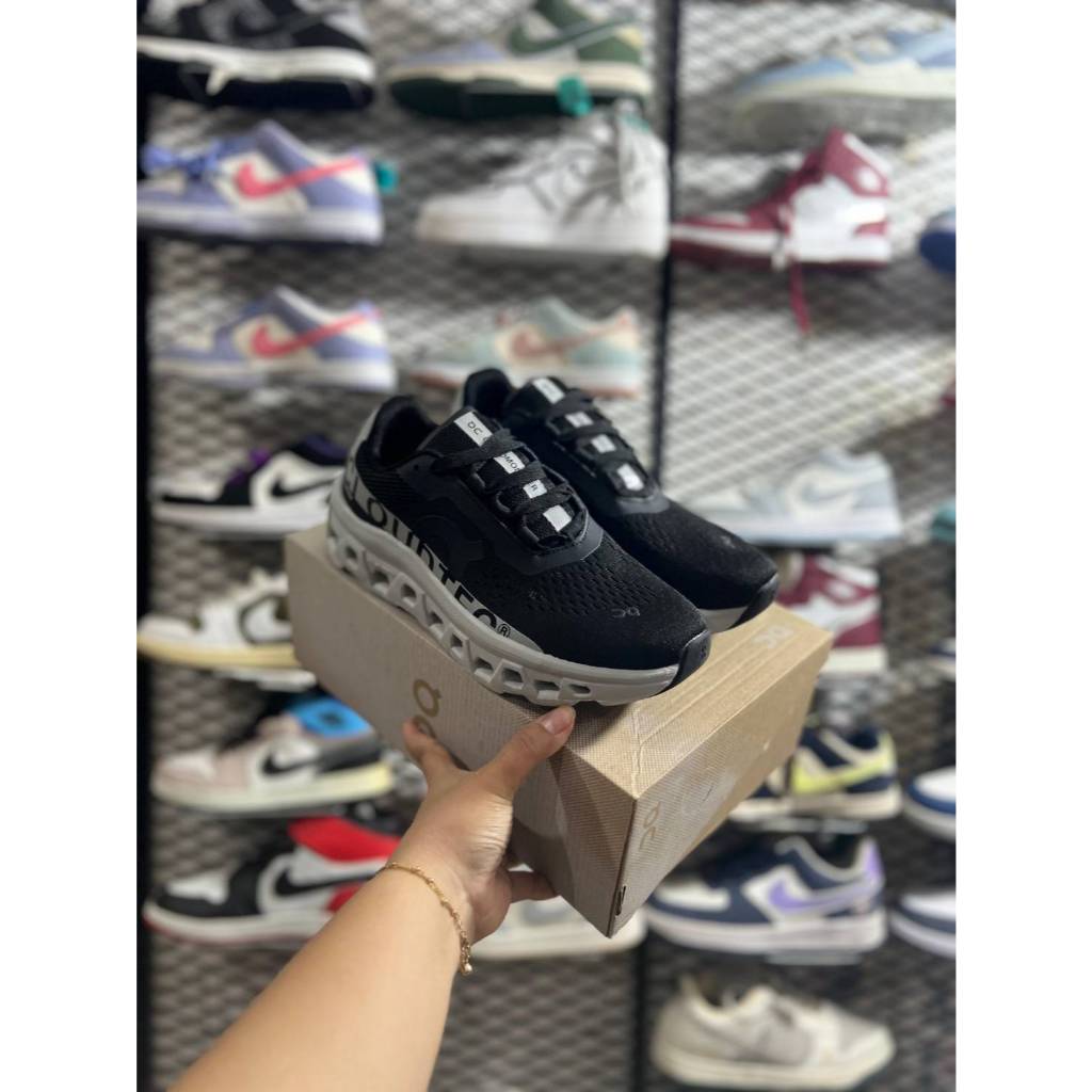 Jual SEPATU SNEAKERS ON CLOUDMONSTER OC IMPORT BLACK GREY | Shopee ...