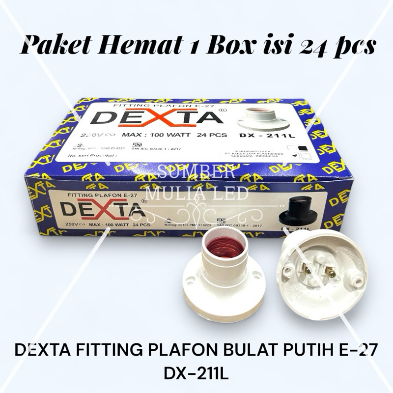 Jual [ PAKET HEMAT 1 BOX ISI 24 PCS ] DEXTA FITING FITTING LAMPU PLAFON BULAT PUTIH E27 TEMPEL ...