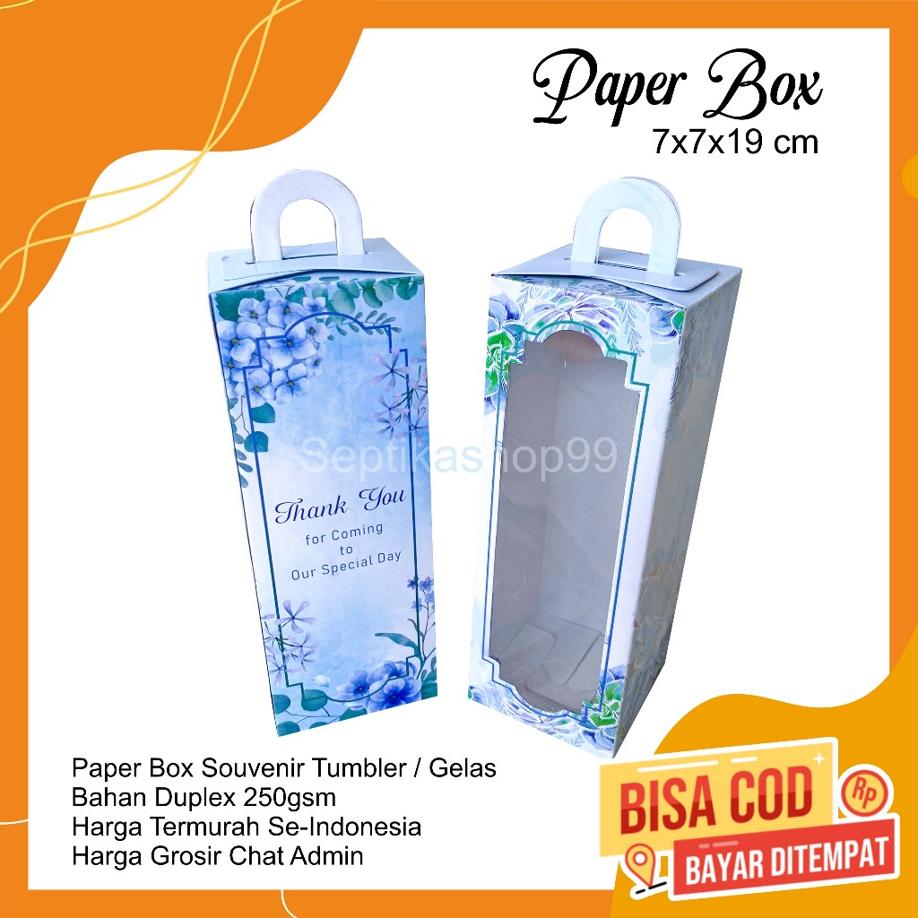 Jual Box Souvenir 9x9x14 Dus Paper Botol Kotak Mika Pernikahan Duplex ...