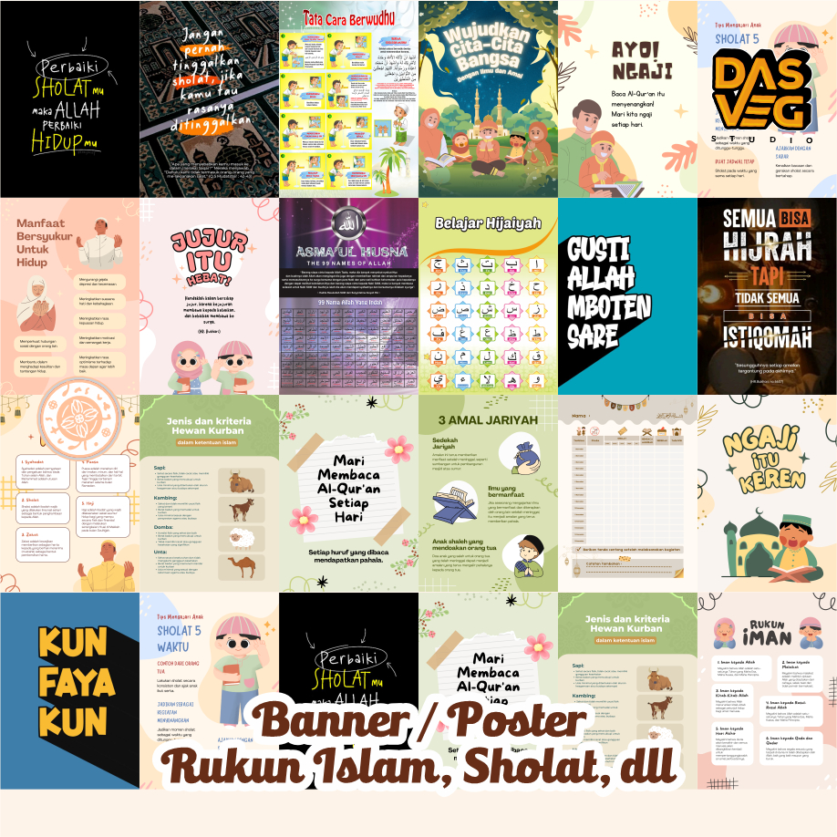 Jual Banner / Poster Rukun Islam, Sholat, dll | Shopee Indonesia