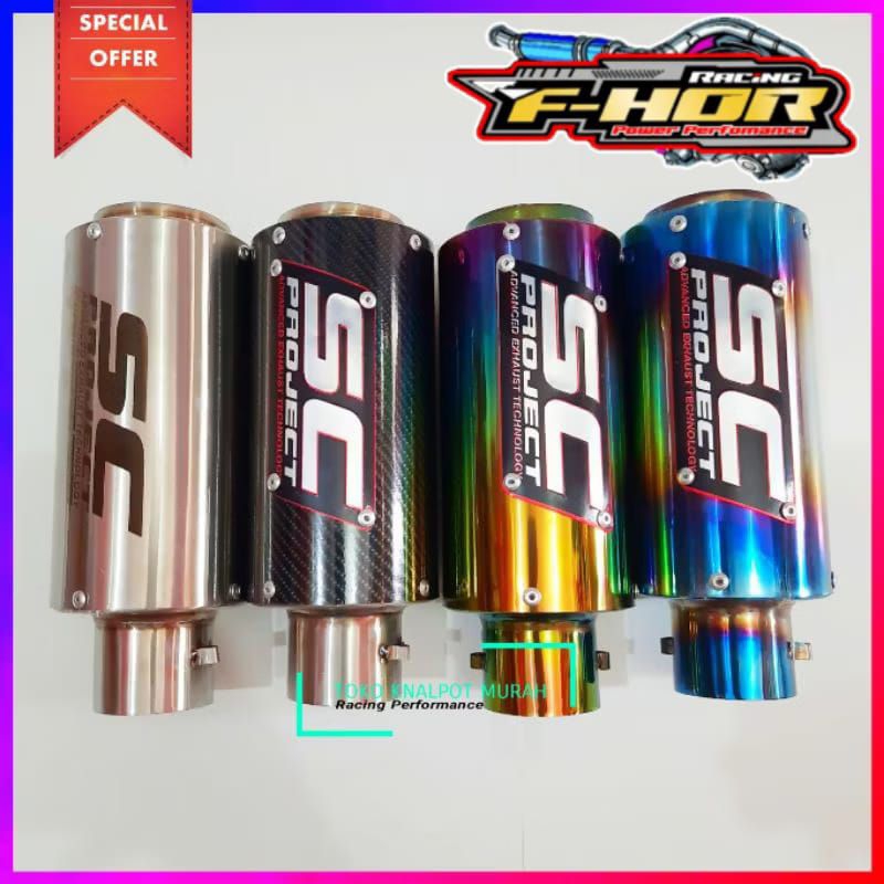 Jual Knalpot SC PROJECT Karbon short Blue inlet 50MM Cocok Semua jenis ...