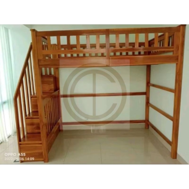 Jual ranjang tempat tidur jati tangga laci 120x200 | Shopee Indonesia