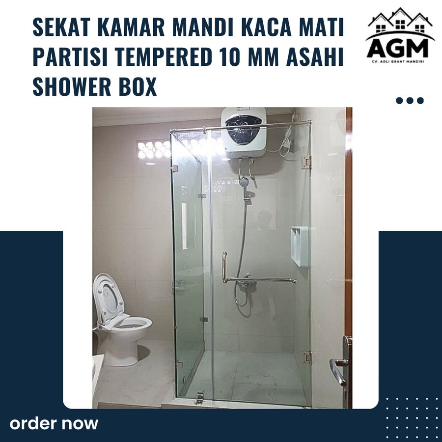 Jual sekat kamar mandi kaca mati partisi tempered 10 mm Asahi shower ...