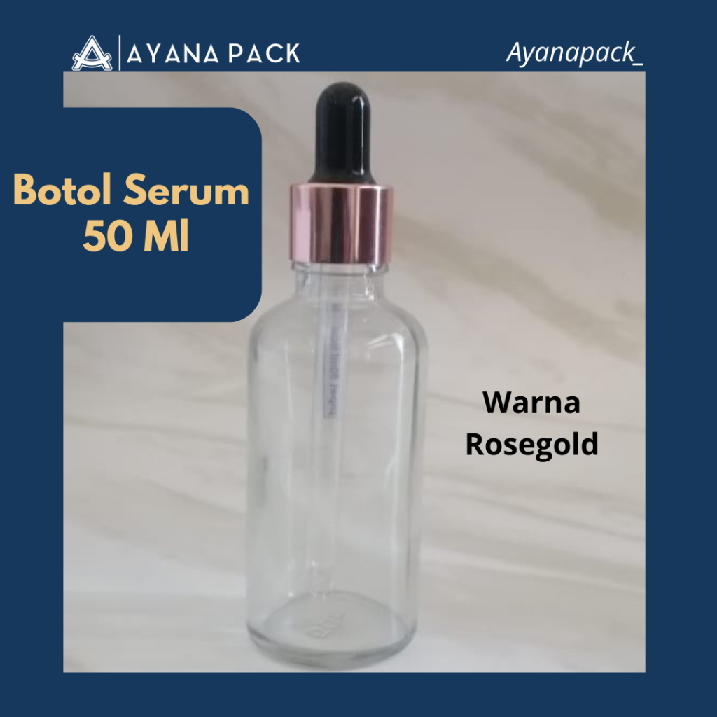 Jual Botol Serum Tebal bening 50ml Rosegold Karet Hitam Atau Putih ...