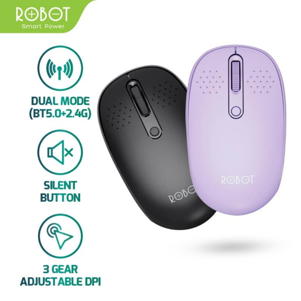 Jual Robot M360 Mouse Wireless & Bluetooth 2.4GHz Optical 1800 DPI Dual ...