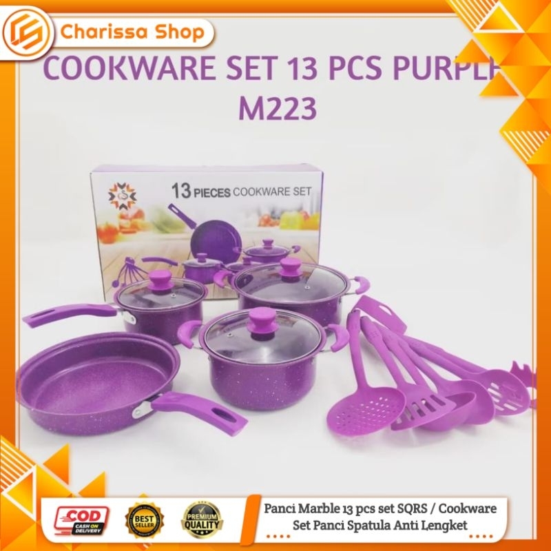Jual Panci Marble 13 pcs set SQRS / Cookware Set Panci Wajan ...