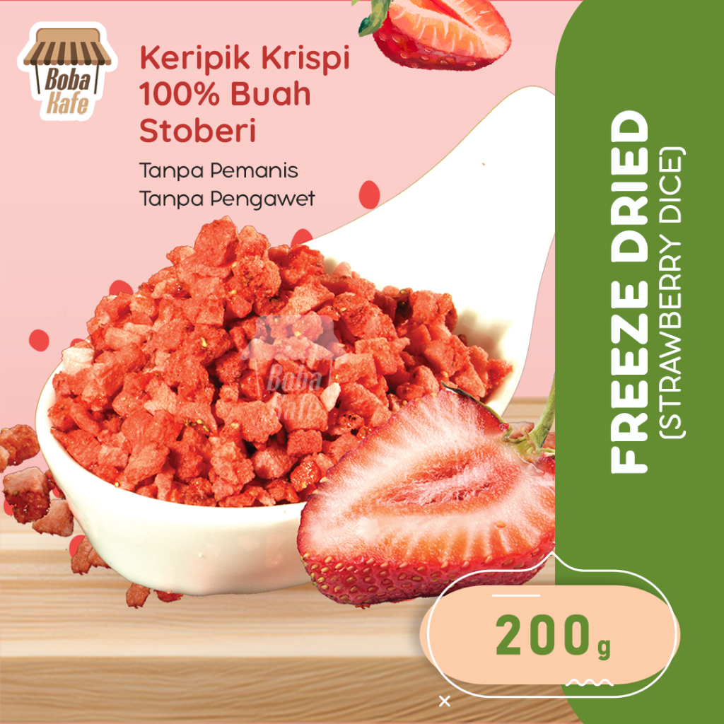 Jual FREEZE DRIED STRAWBERRY DICE @200gr - Buah Kering Strawberry Asli Bentuk Kubus Kecil ...