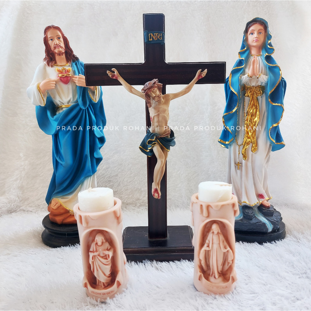 Jual Set Misa Katolik/Patung Yesus/Patung Bunda Maria/Salib duduk ...