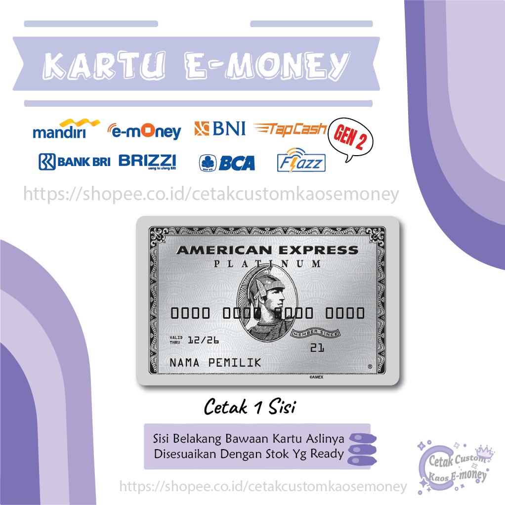 Jual KARTU E MONEY E TOLL AMERICAN EXPRESS PLATINUM SILVER CREDIT CARD ...