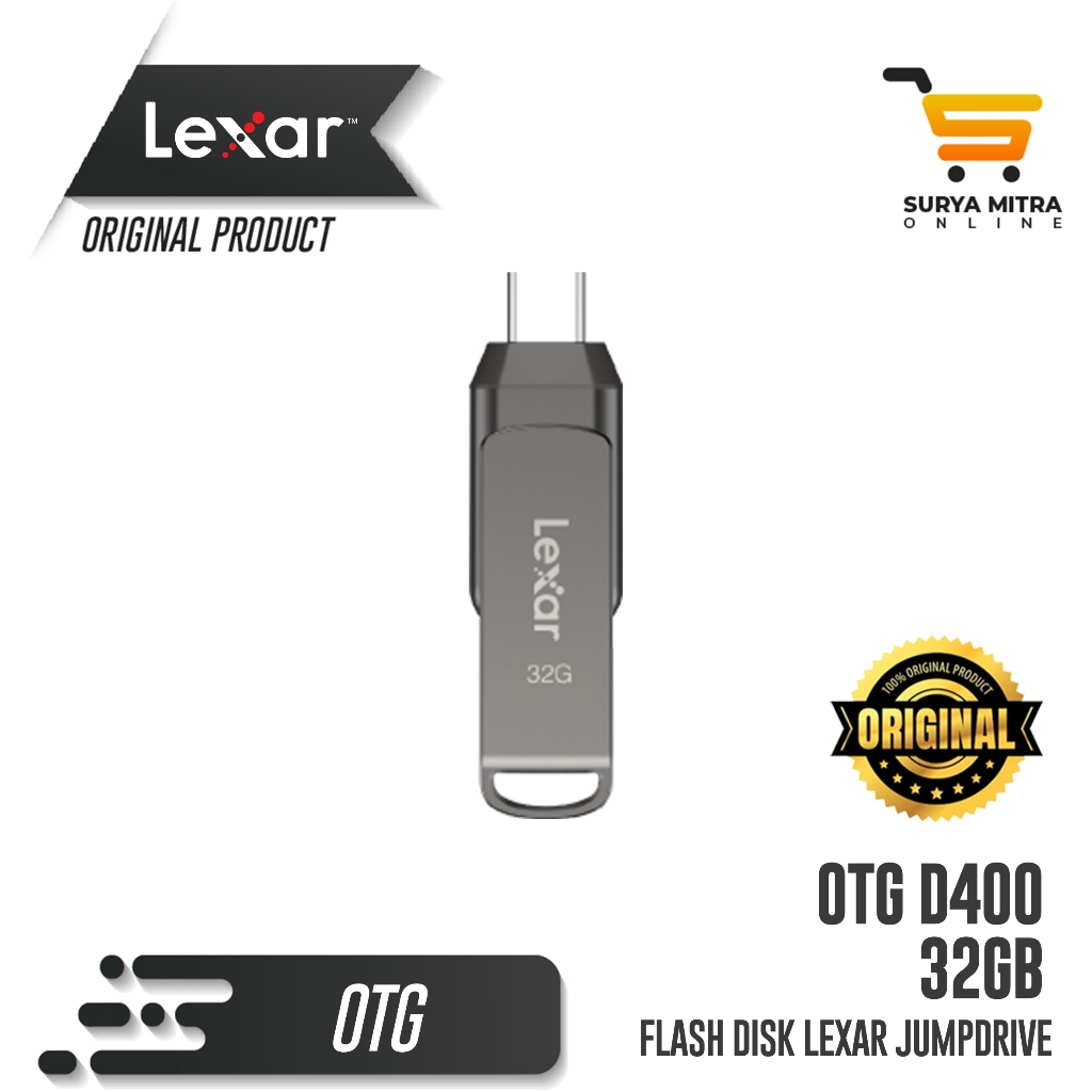 Jual Flash Disk Lexar JumpDrive D400 OTG 32GB / 64GB / 128GB USB 3.1 ...