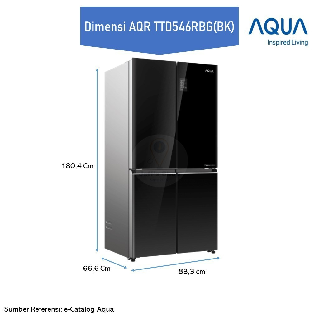 Jual LEMARI ES AQUA SIDE BY SIDE REFRIGERATOR MULTI DOOR AQRTTD546RBG 4 ...