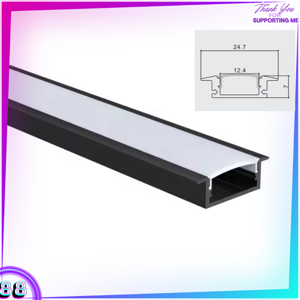 Jual LED Profile Cover Casing Housing LED Strip Rigid Aluminium 1 Meter ...