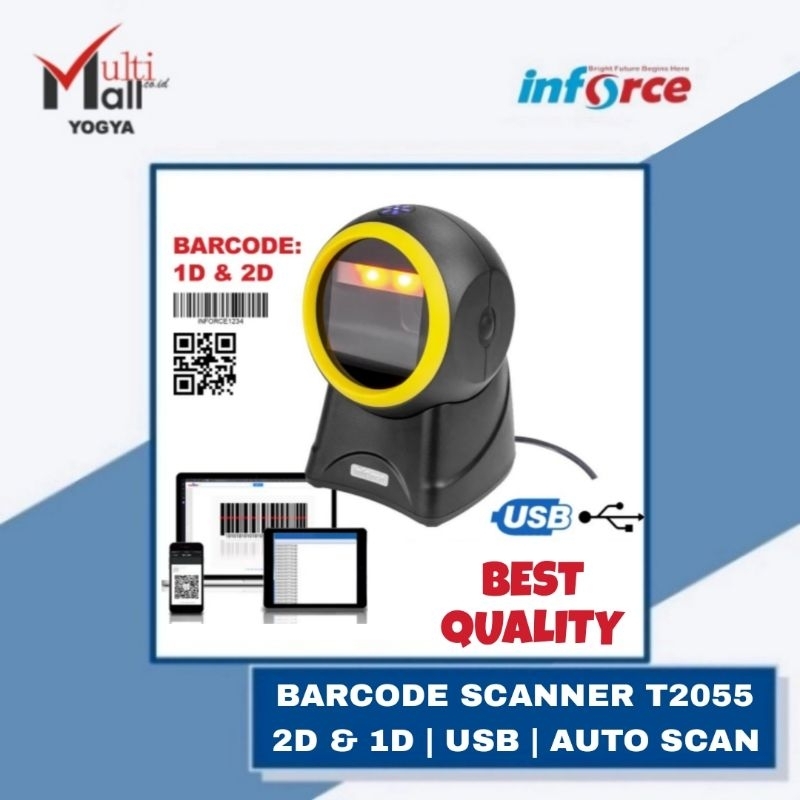 Jual Inforce Barcode Scanner T2055 USB 2D & 1D Auto Scan Kertas & Layar ...