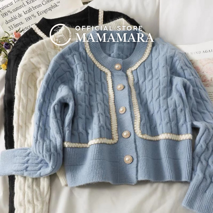 Jual MAMAMARA - Cardigan Wol Rajut Korean Style Ruffle Rompi Mutiara ...