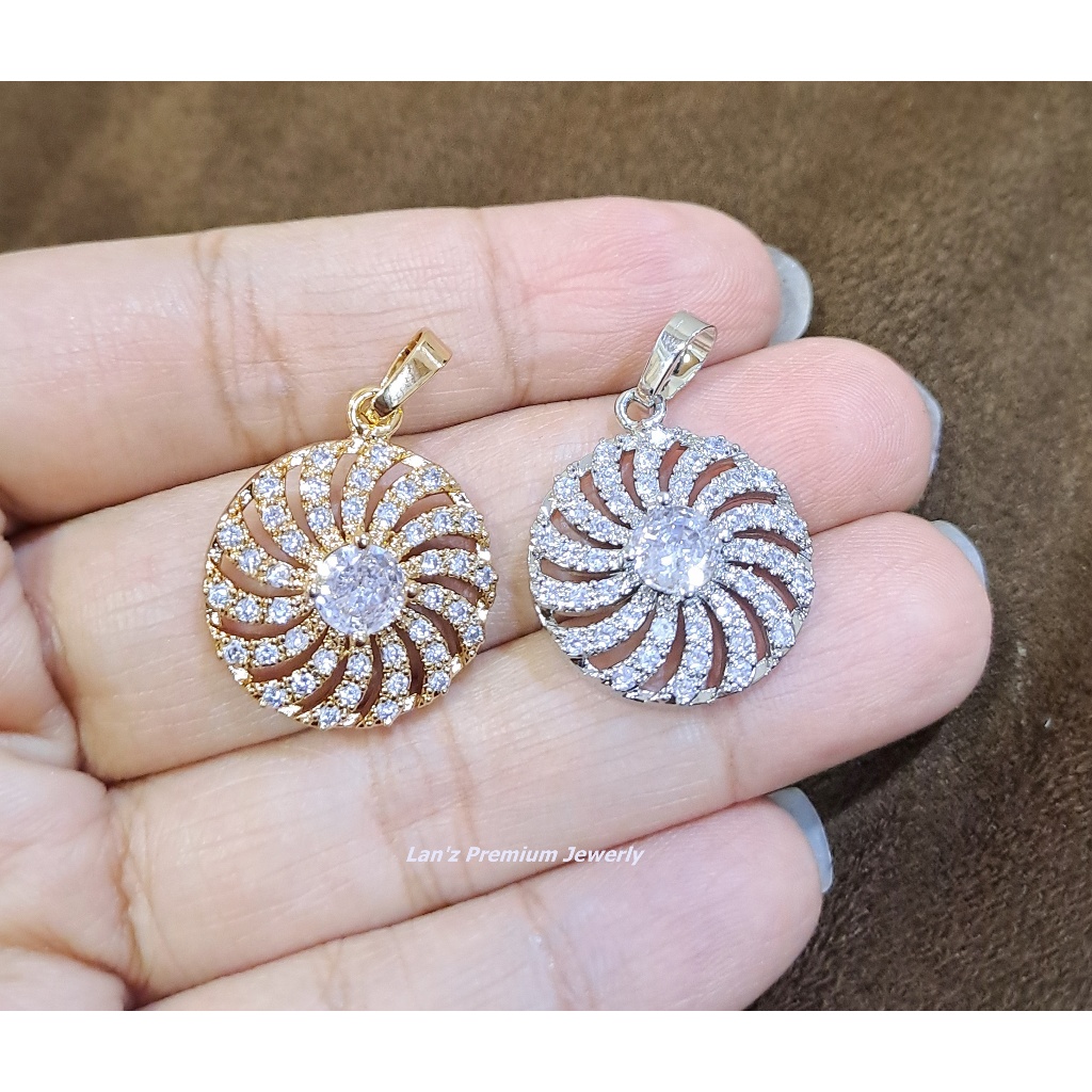Jual Liontin Wanita Bulat Kincir Titanium Perak Emas 22K | Shopee Indonesia