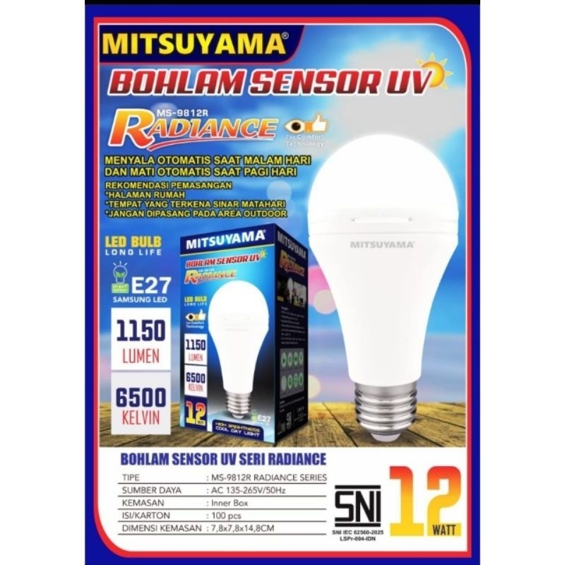 Jual Bohlam Lampu LED MITSUYAMA RADIANCE Light Sensor Cahaya9W 12W UV Ultra | Shopee Indonesia