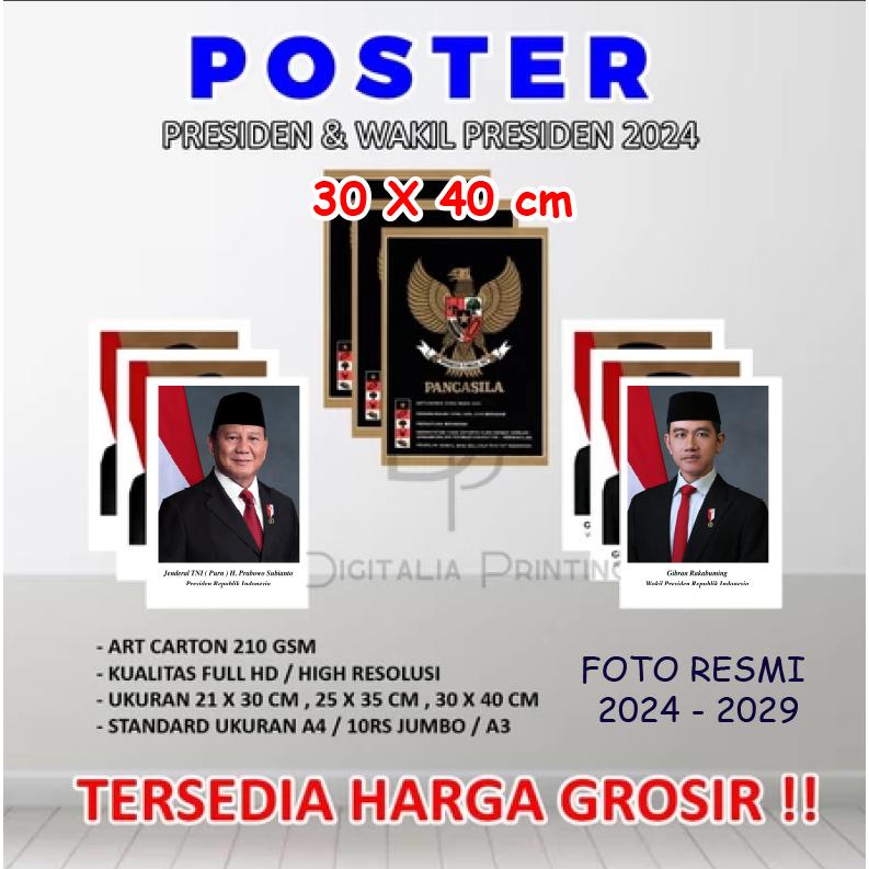 Jual POSTER / FOTO PRESIDEN RESMI PRABOWO GIBRAN 2024 Hd gambar ...