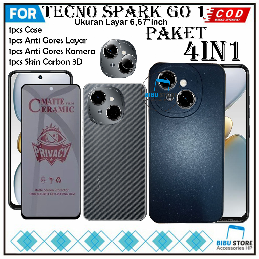 Jual Paket 4in1 Case Tecno Spark Go 1 Softcase sockproof Protect Camera Casing | Shopee Indonesia