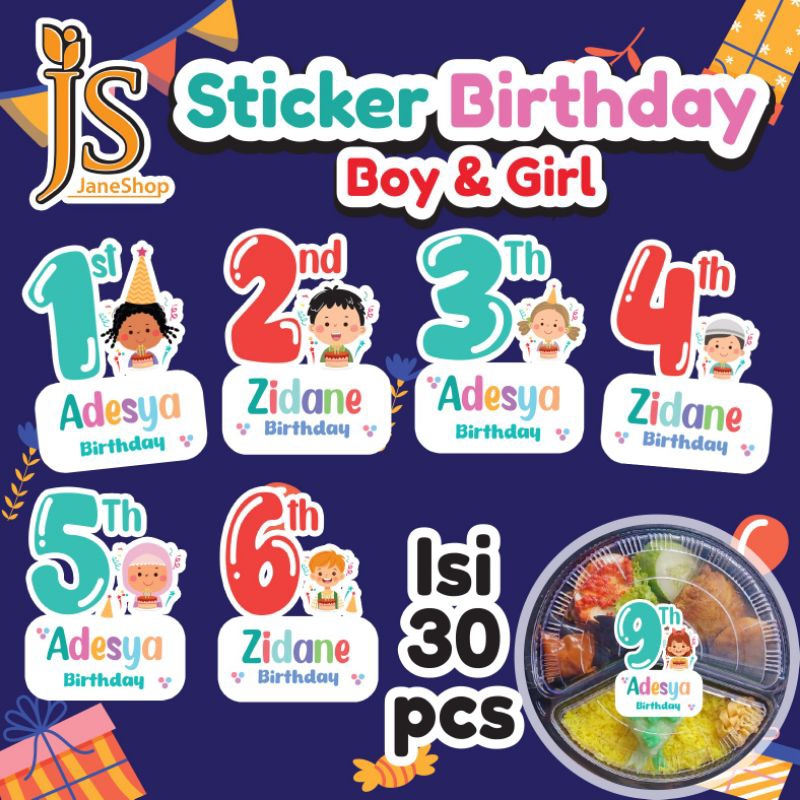 Jual Isi 30 pcs Sticker Ulang Tahun Anak Sticker Karakter Bento ...