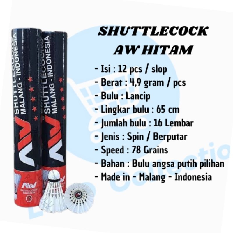 Jual SHUTTLECOCK AW WA BADMINTON SHUTTLE COCK KOK BULUTANGKIS BULU ...