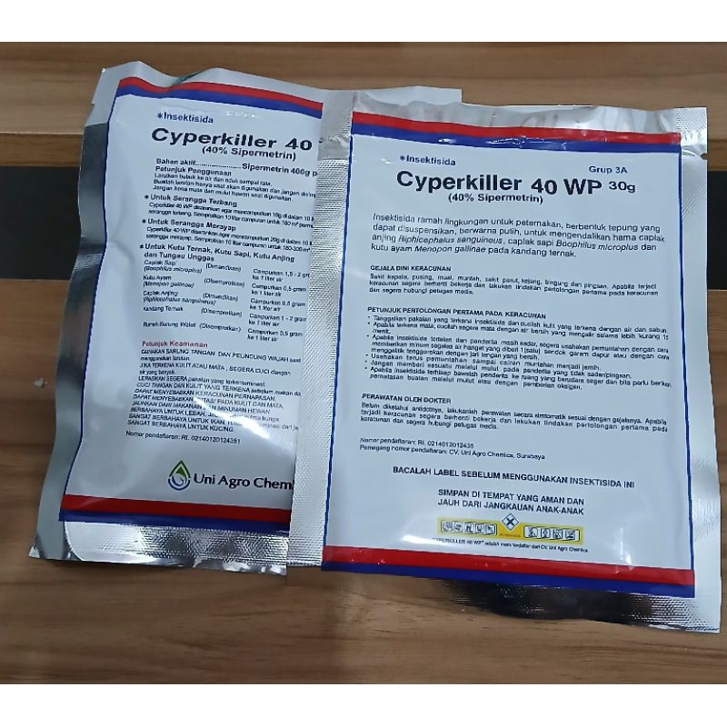 Jual CYPERKILLER 40 WP 30 GR INSEKTISIDA SERBUK RACUN CAPLAK ANJING ...