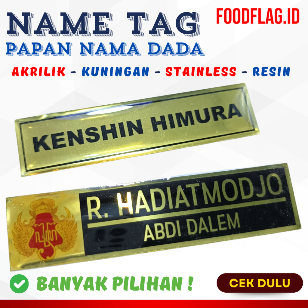 Jual Name Tag Papan Nama Dada Akrilik Kuningan Stainless Resin | Shopee ...