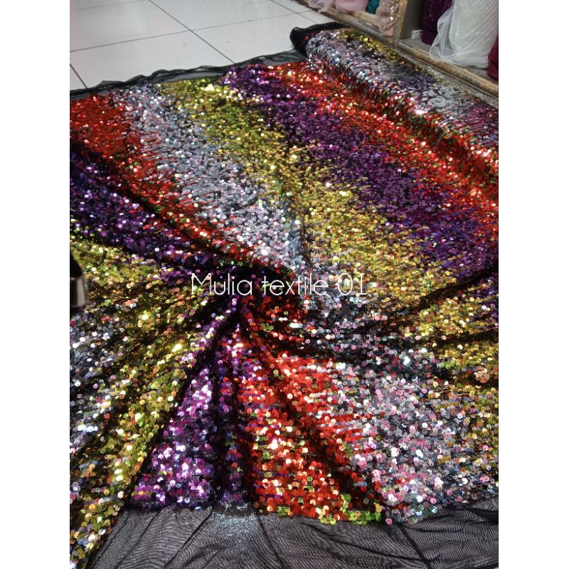 Jual kain/bahan tile squin pelangi/squin gradasi/squin abstrak | Shopee ...