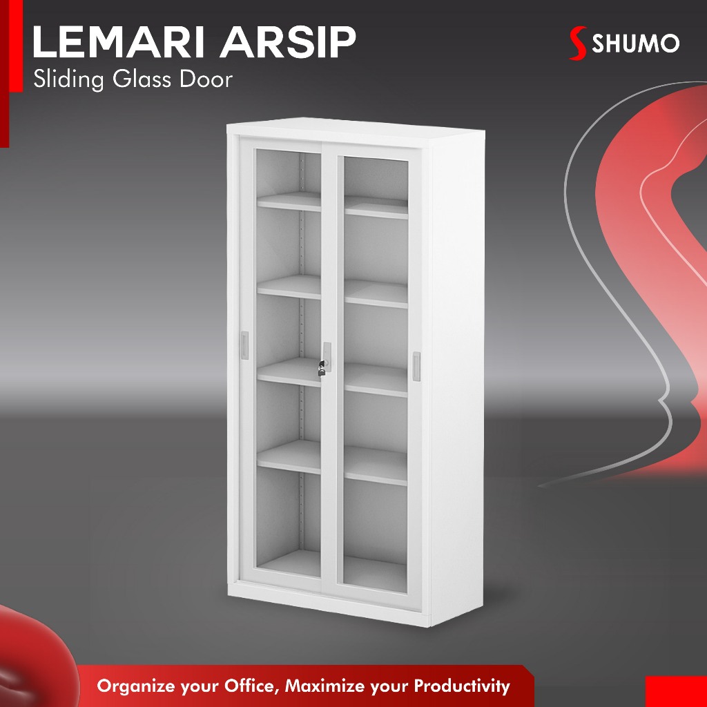 Jual Citra Furniture SHUMO ® NEW Super White | Lemari Arsip Besi 2 Pintu Sliding Kaca CTR3 ...