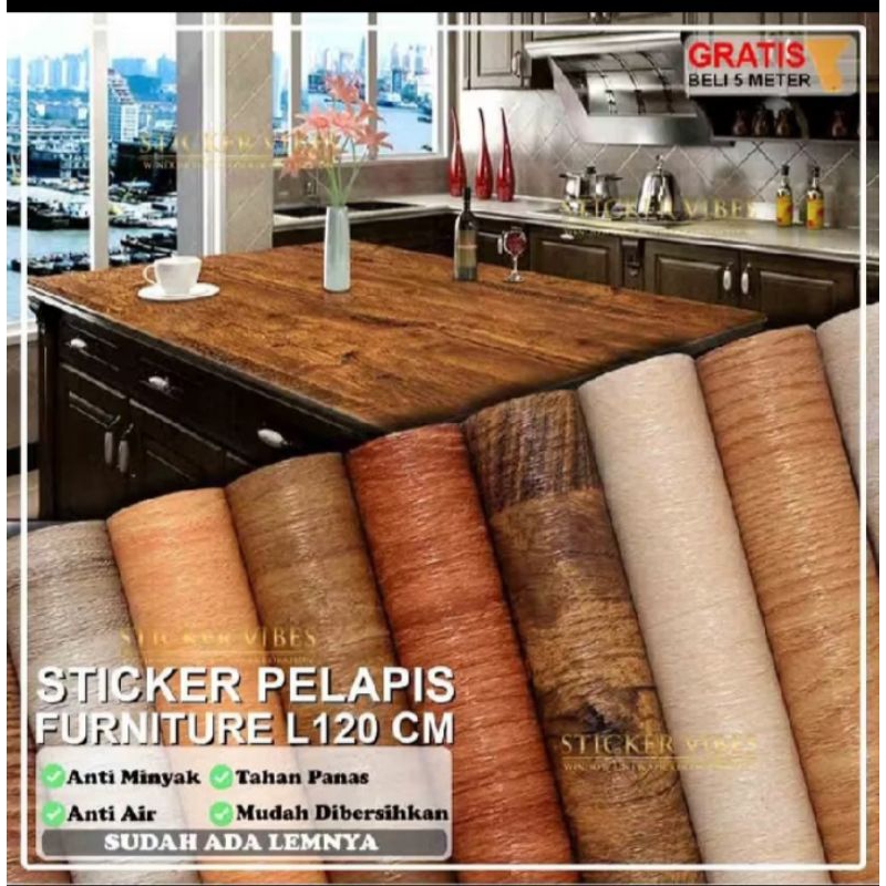 Jual STICKER MOTIF KAYU UNTUK WALLPAPER DINDING DAN KITCHEN SET ...