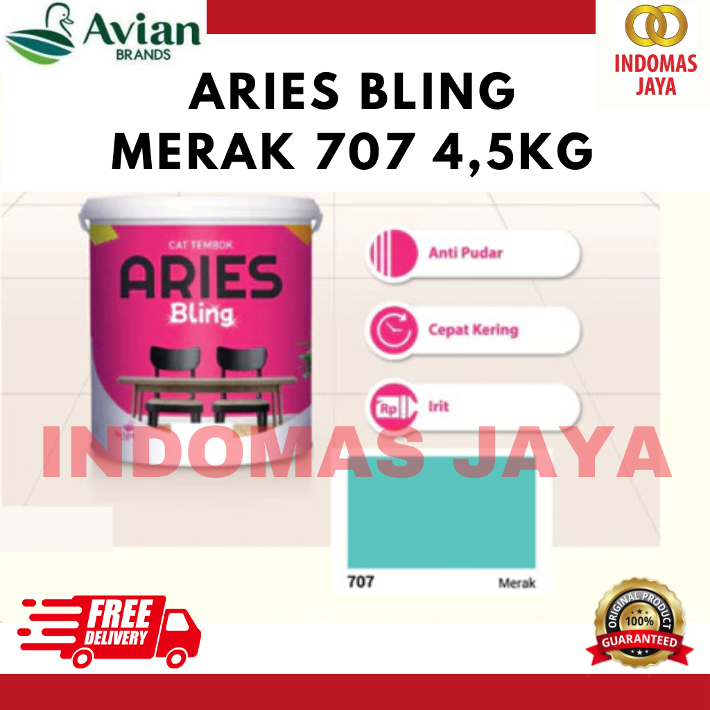 Jual Cat Tembok Interior ARIES BLING Kemasan 4,5Kg - MERAK 707 | Shopee ...