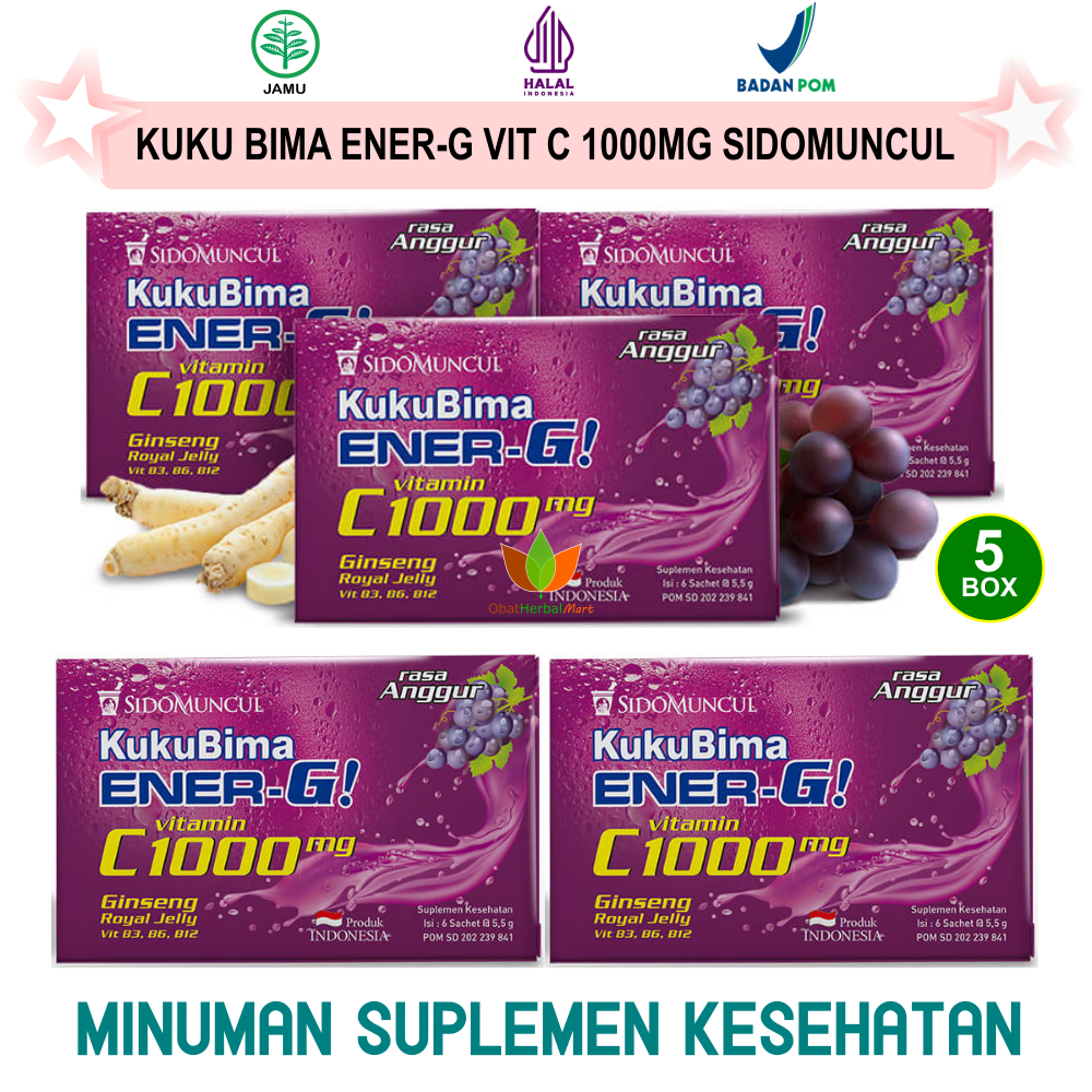 Jual 5 BOX ISI 30 SACHET KUKU BIMA ENER-G RASA ANGGUR + VITAMIN C ...